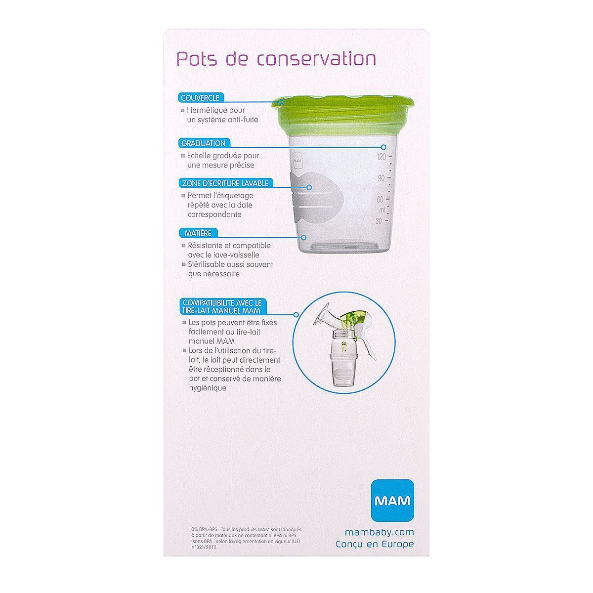 Mam Pot de Conservation 120ml x5 - Stockage et Préservation Aliment Bébé