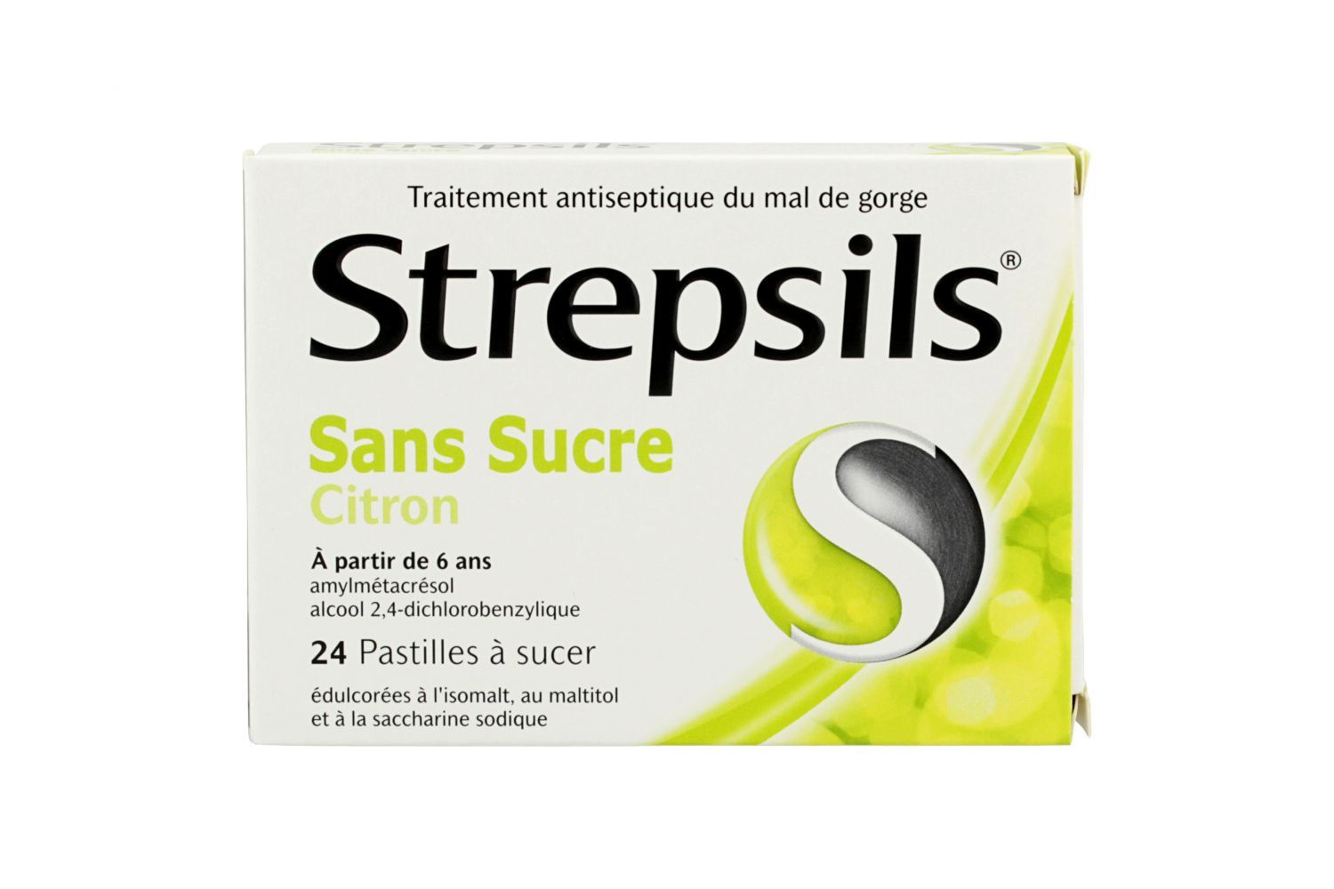 Strepsils Pastilles Sans Sucre Citron - 24 Pastilles