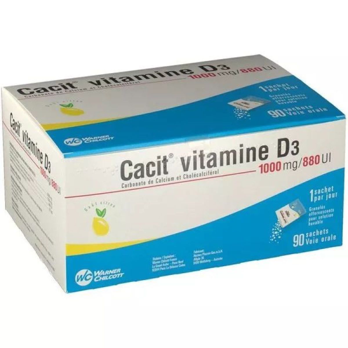 Cacit Vit D3 1000mg - Calcium & Vitamine D3 90 Sachets Effervescents