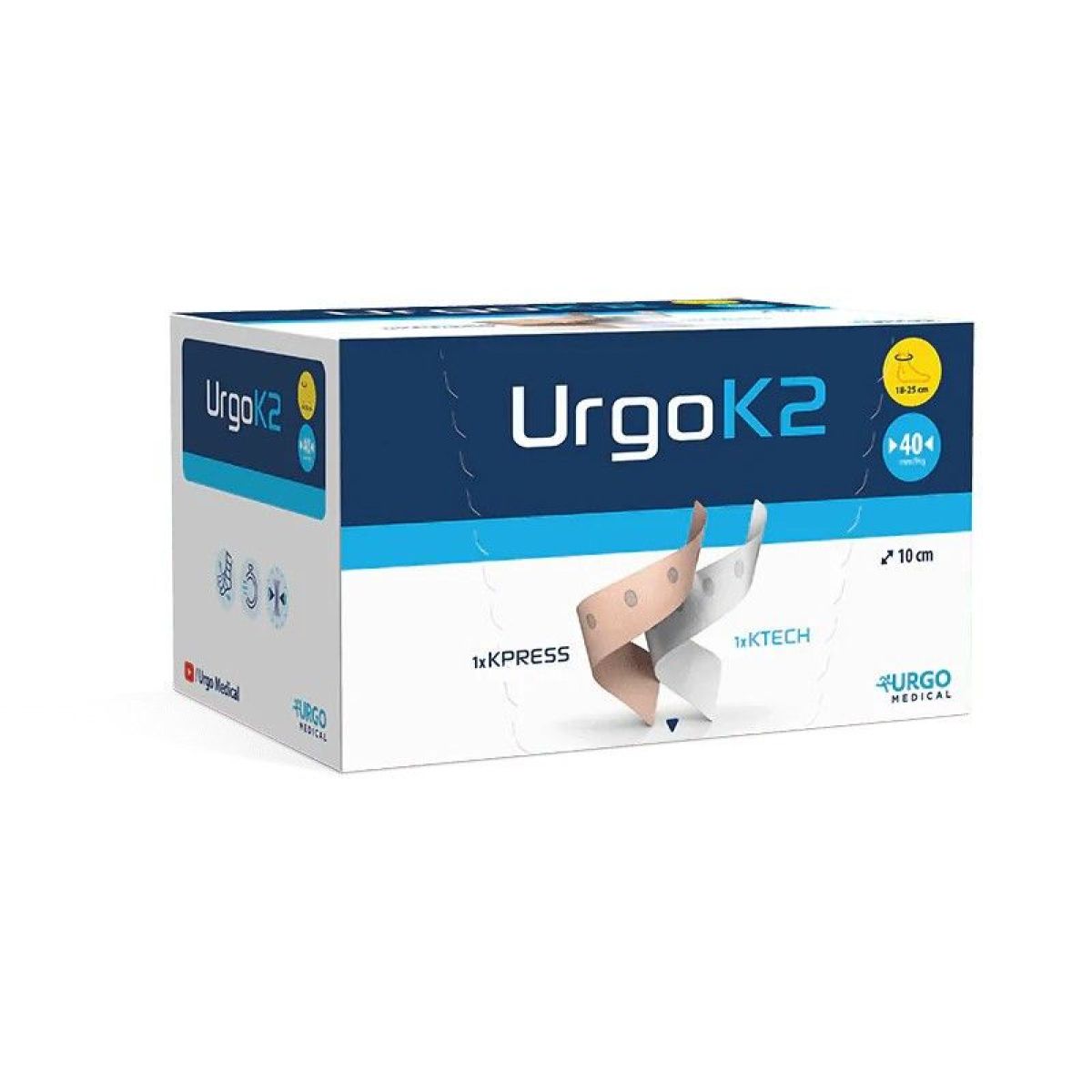 Urgo K2 Kit de Compression Bi-Bande - Cheville 18-25cm - Largeur 10cm