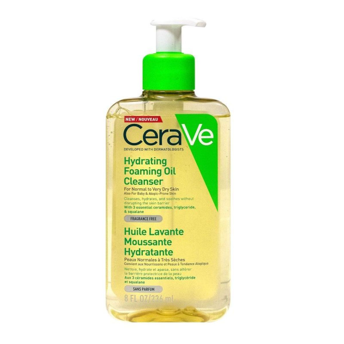 Cerave Huile Lavante 236Ml visage corps nettoyant peau atopique sèche