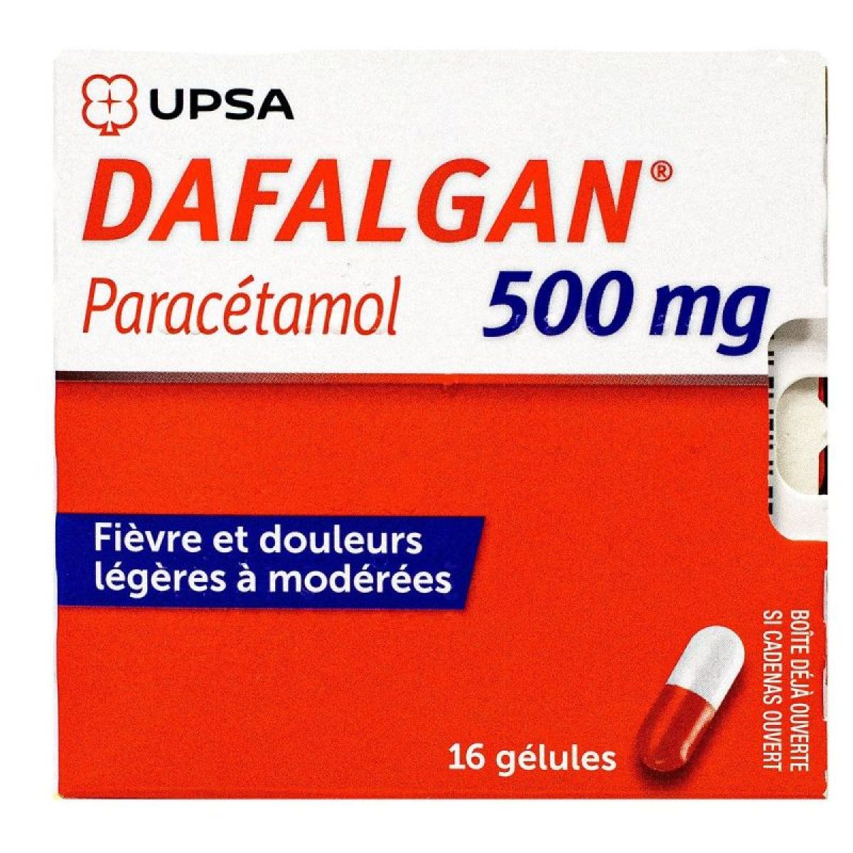 Dafalgan 500mg Gélules 16 : soulagement rapide des douleurs légères à ...