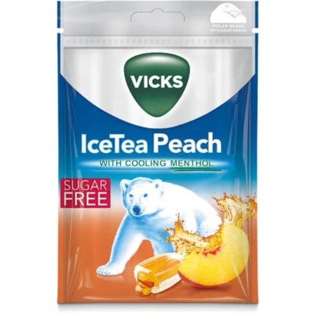 Vicks Bonbons Ice Tea Pêche 72g - Sans Sucre et Gorge Douce