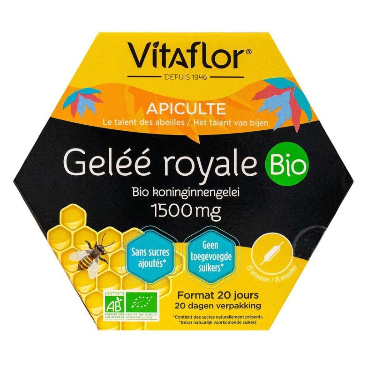 Vitaflor Bio - Gelée Royale 1 500 mg Ampoules x20