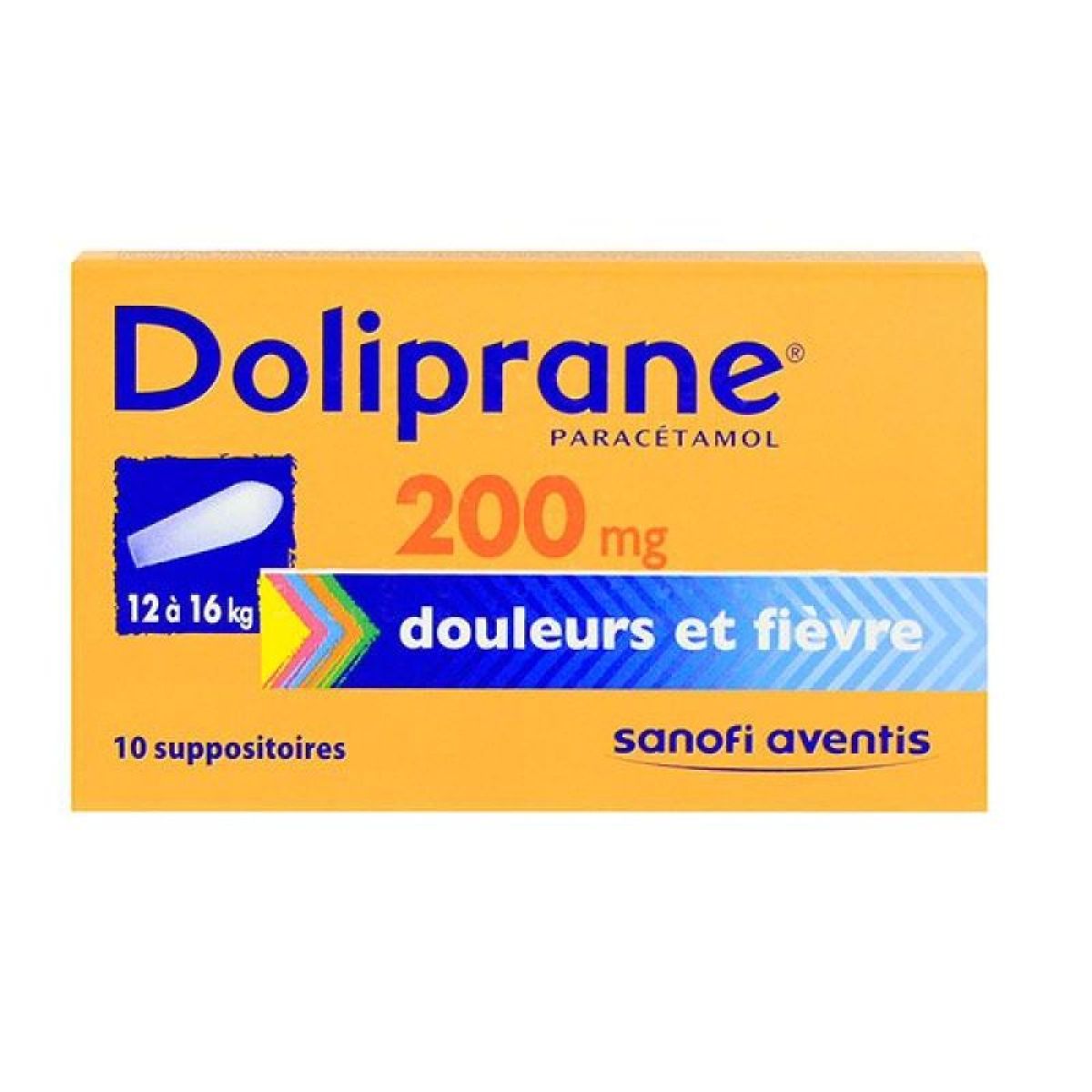 Doliprane 200mg Suppositoires 10 : soulagement de la douleur et fièvre ...