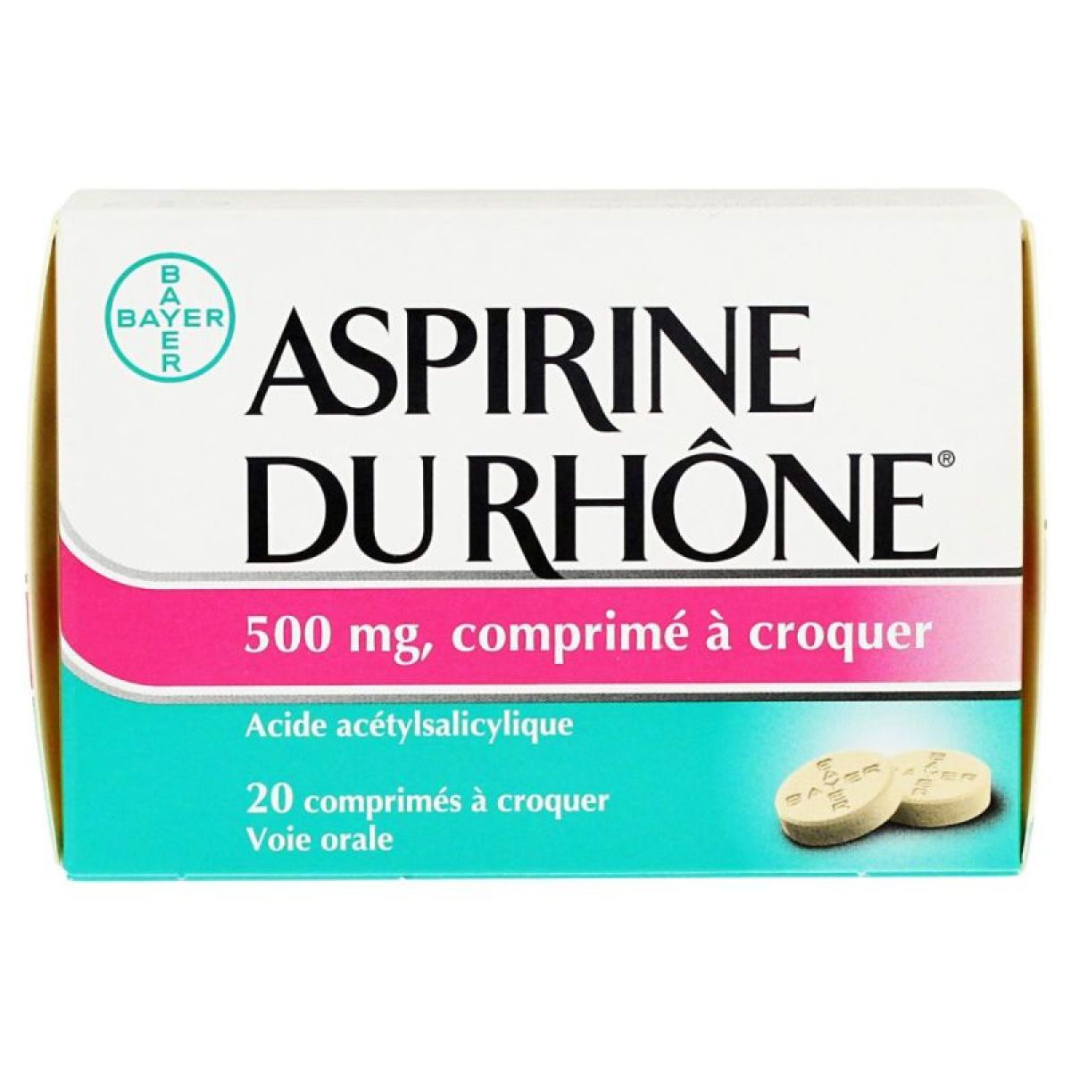 Aspirine 500mg Rhône - 20 Comprimés Croquables - Antidouleur Rapide