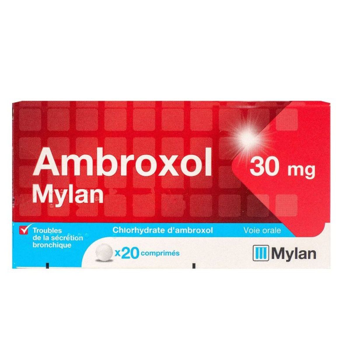 Ambroxol 30mg Mylan - Comprimés Toux & Expectorant, 20 Cpr