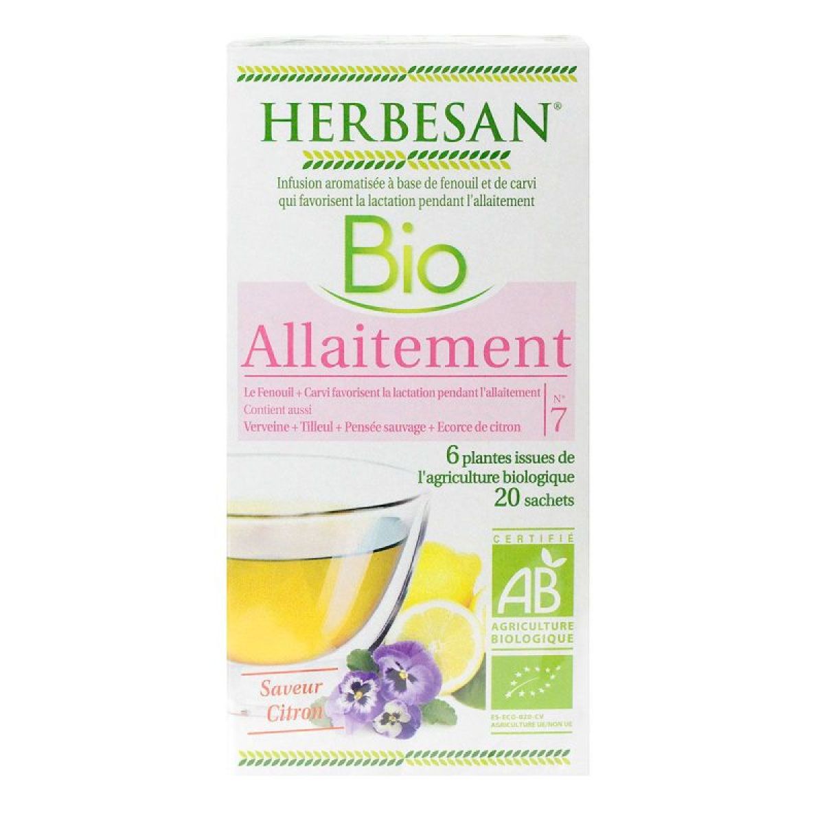 Herbesan Infusion Bio : Allaitement naturel - 20 sachets