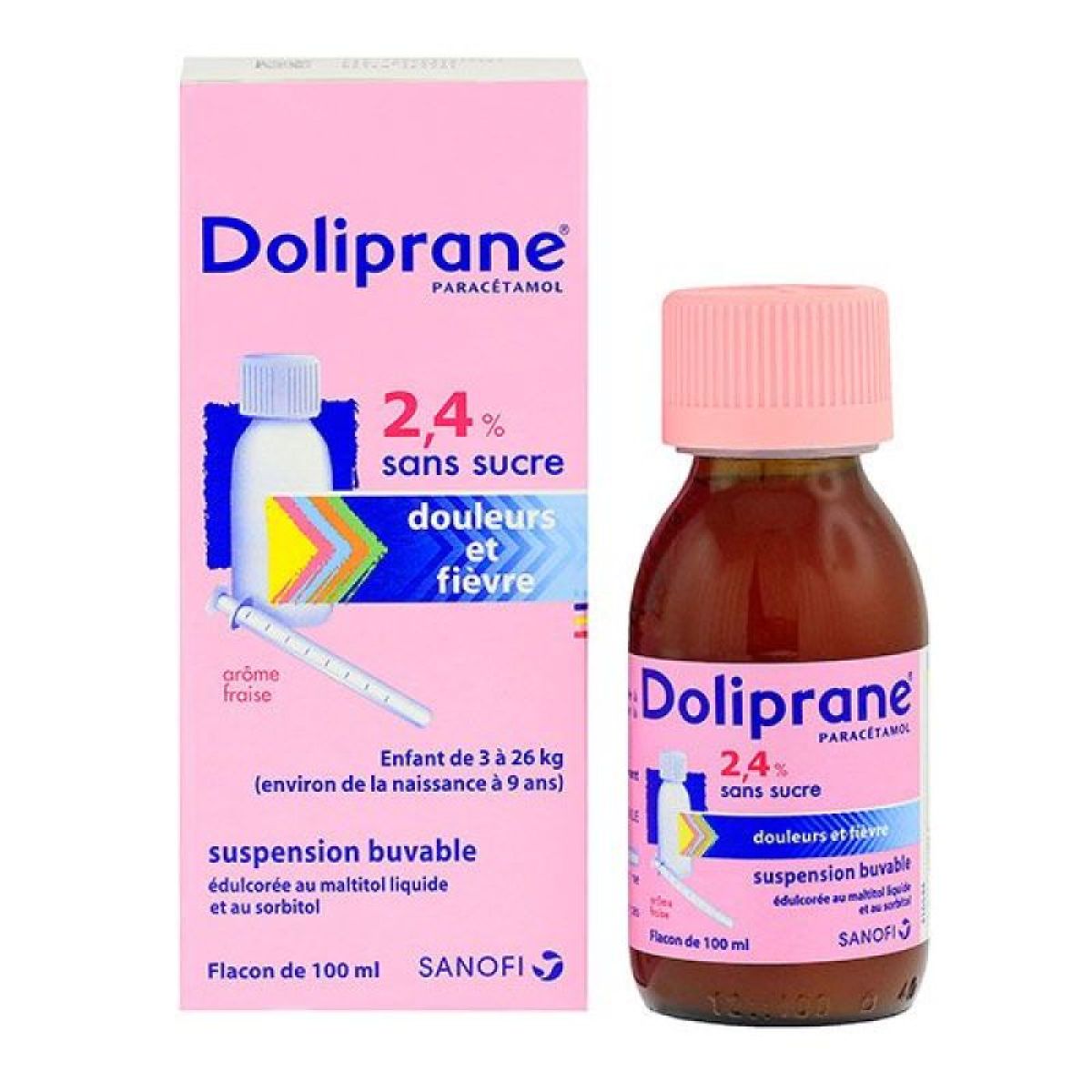 Doliprane 2,4% Suspension Buvable 100ml : traitement de la fièvre et ...