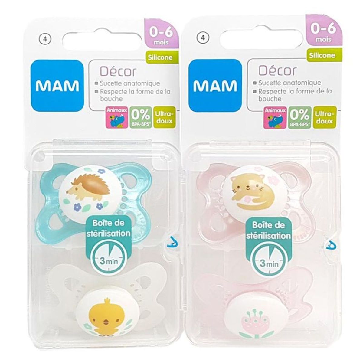 Sucette MAM Décor Silicone +6M - Confort et Apaisement Bébé (Lot de 2)