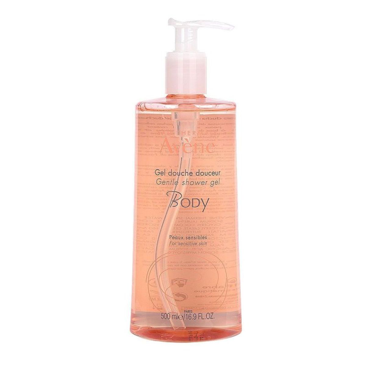 Avene Body Gel Douche Douceur flacon pompe peaux sensible sans savons