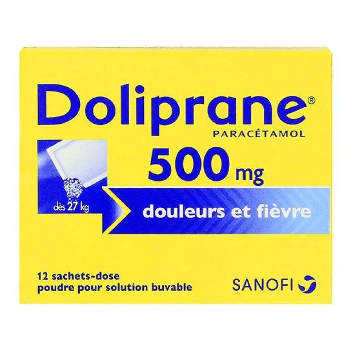 Doliprane 500mg Sachets 12 : solution buvable contre les douleurs et la ...