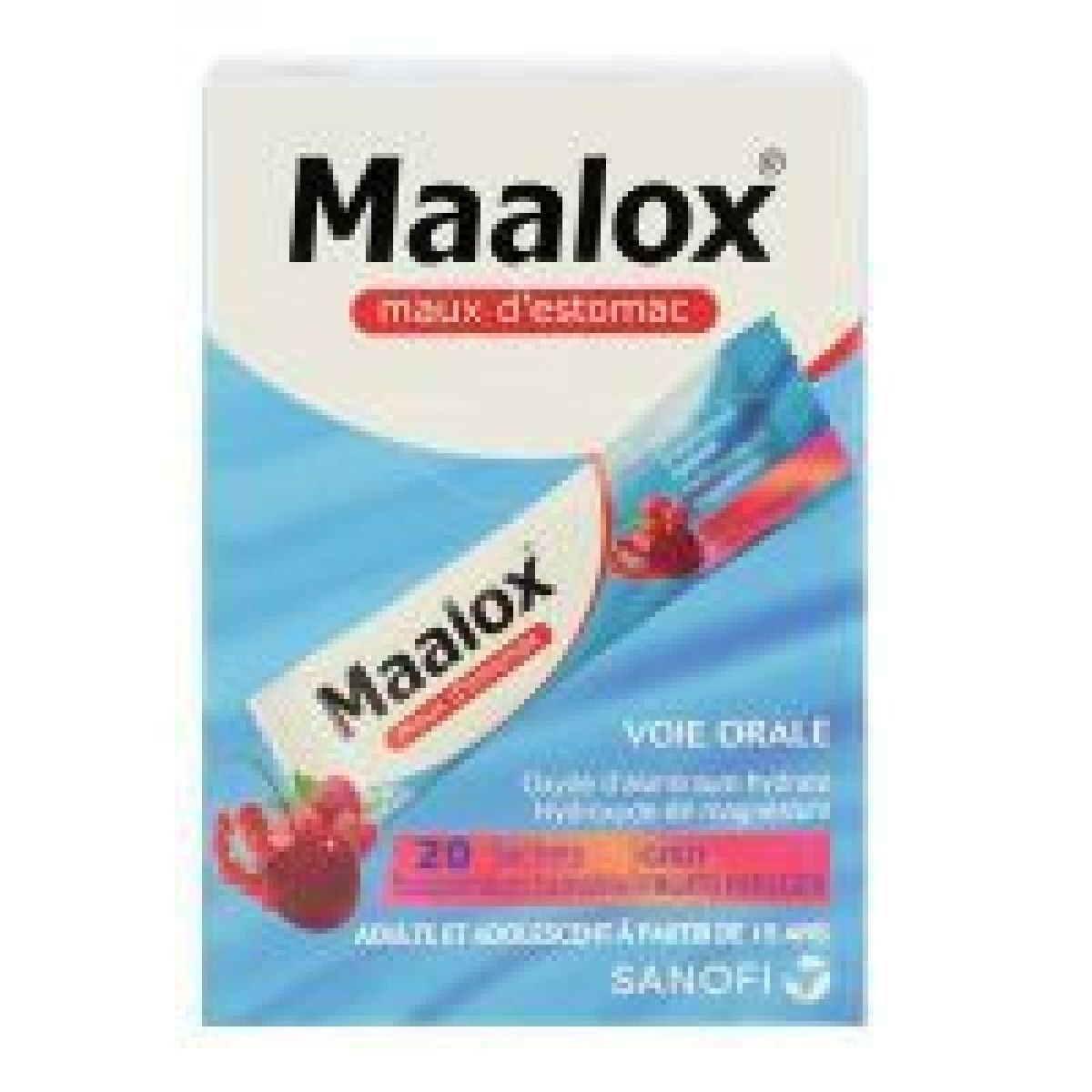Maalox Fruits Rouges Sachets 20 - Soulagement Instantané des Maux d'Estomac