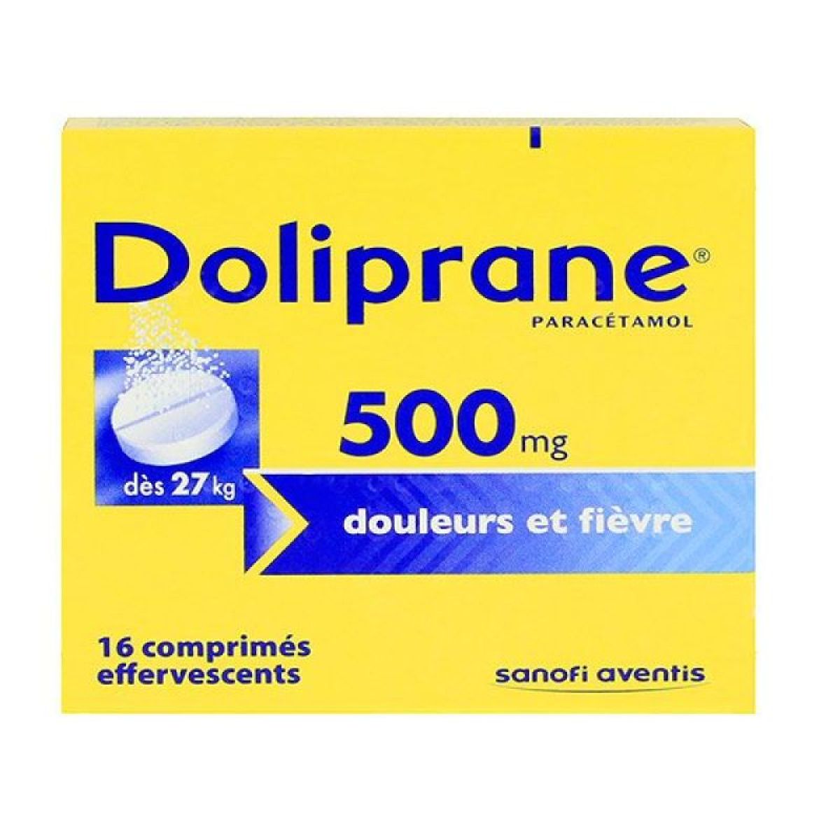 Doliprane 500mg Effervescent 16 : soulagement rapide de la fièvre et ...