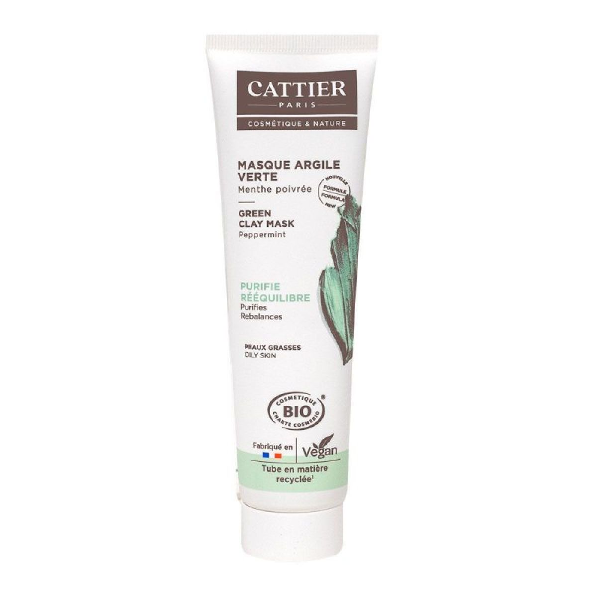Masque à l'Argile Verte Cattier 100ml - Peaux Grasses et Mixtes