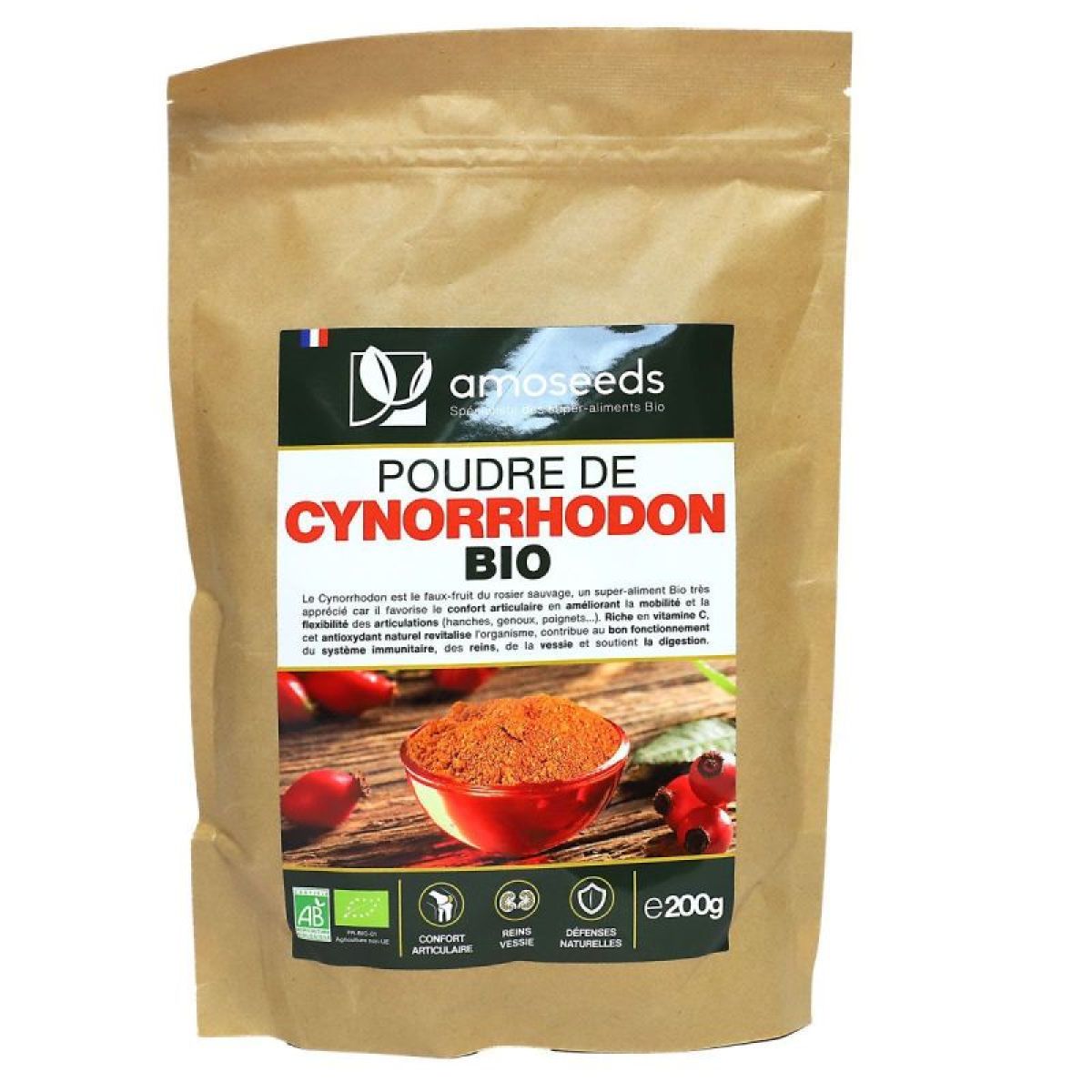 Amoseeds Cynorrhodon - Poudre Vitamine C Naturelle 200g