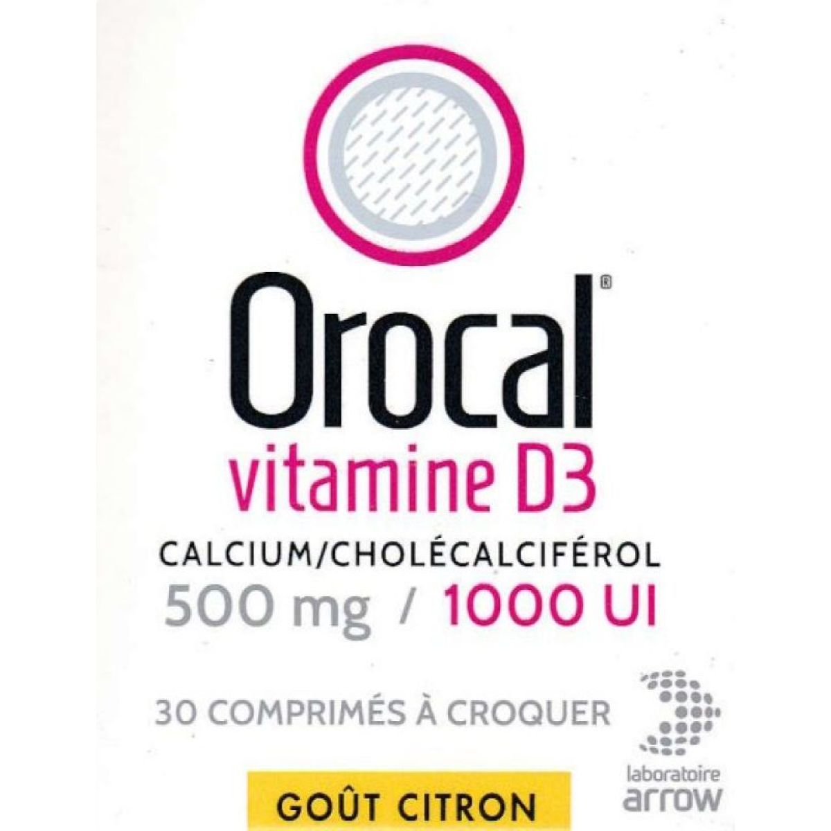 Orocal Vit D3 500Mg/1000Ui - Comprimés à Croquer Calcium et Vitamine D