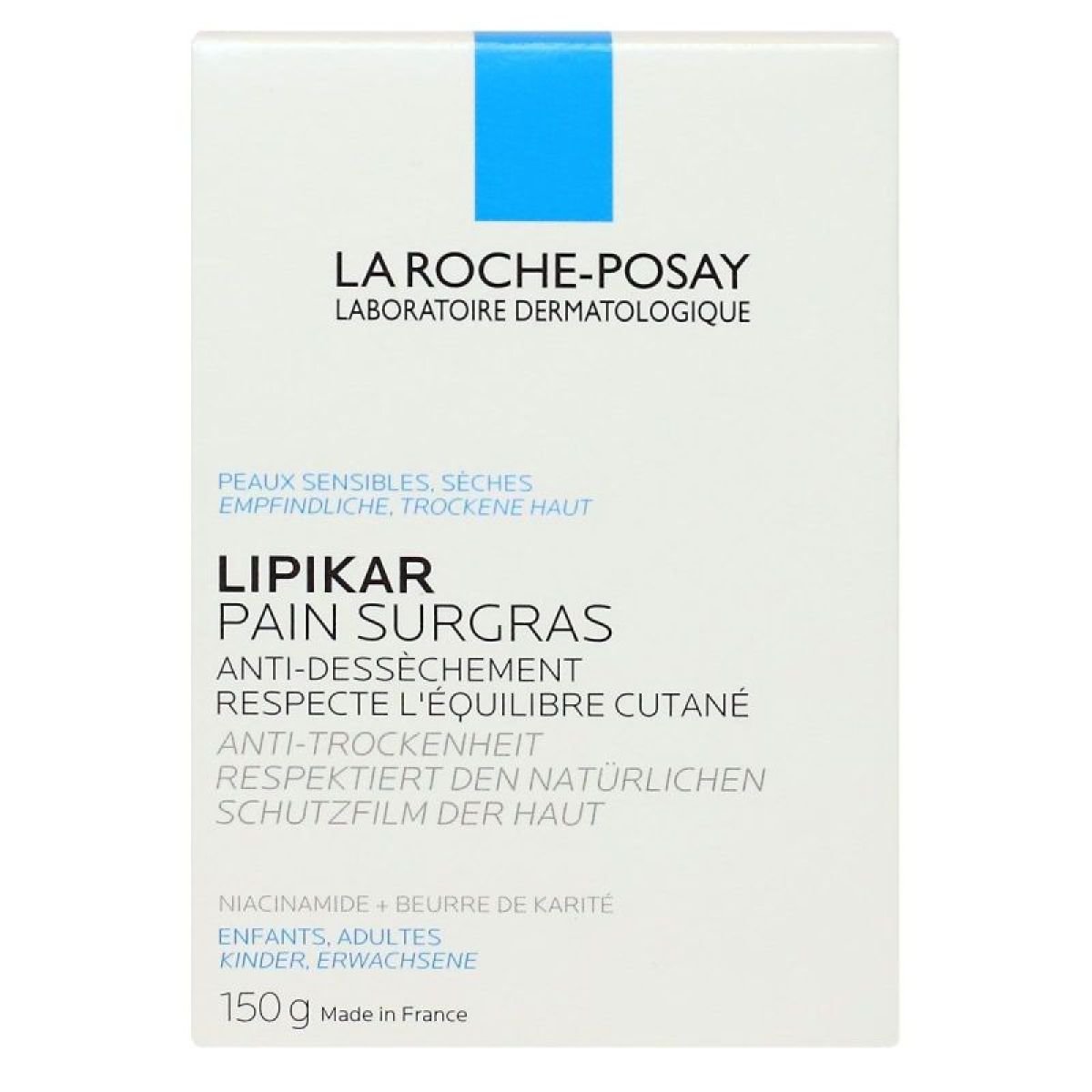 Lipikar Pain Surgras 150g - Nettoyage Doux et Nourrissant pour Peaux Sèches