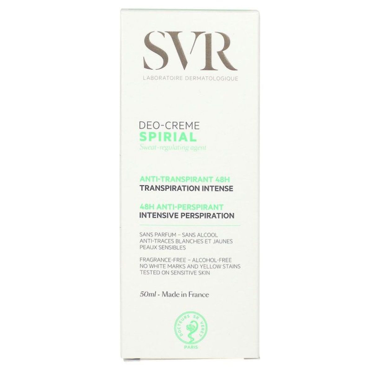 SVR Spirial Déodorant Crème 50ml - Anti-Transpirant Peaux Sensibles