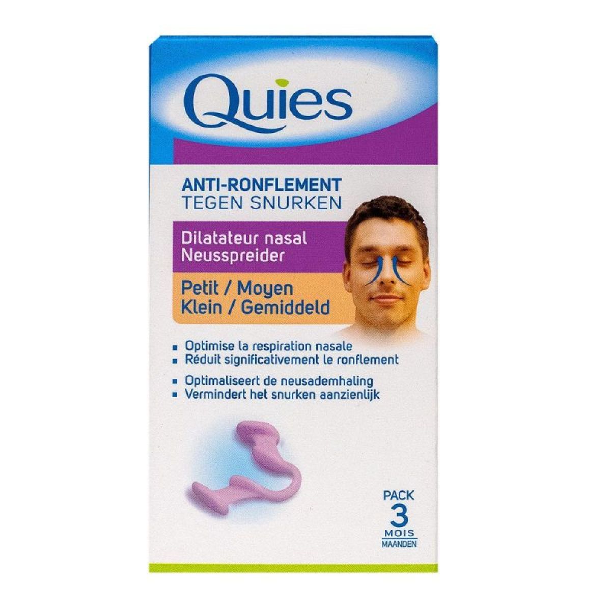 Quies Anti-Ronflement Dilatateur Nasal Petit - Réduction des ronflements