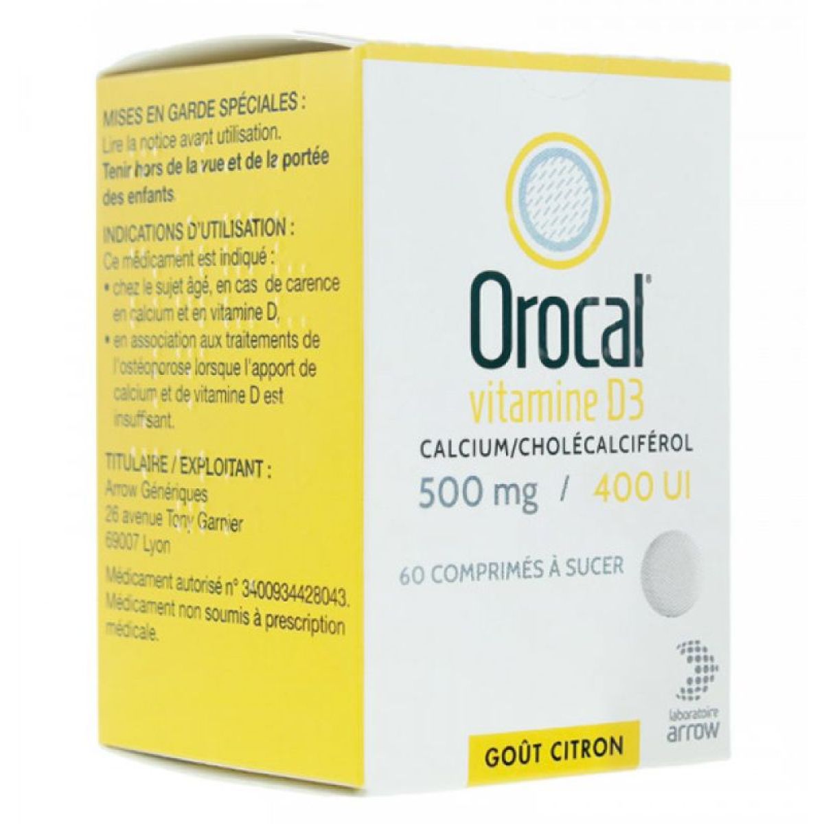 Orocal D3 500Mg/400Ui - Supplément en Calcium et Vitamine D