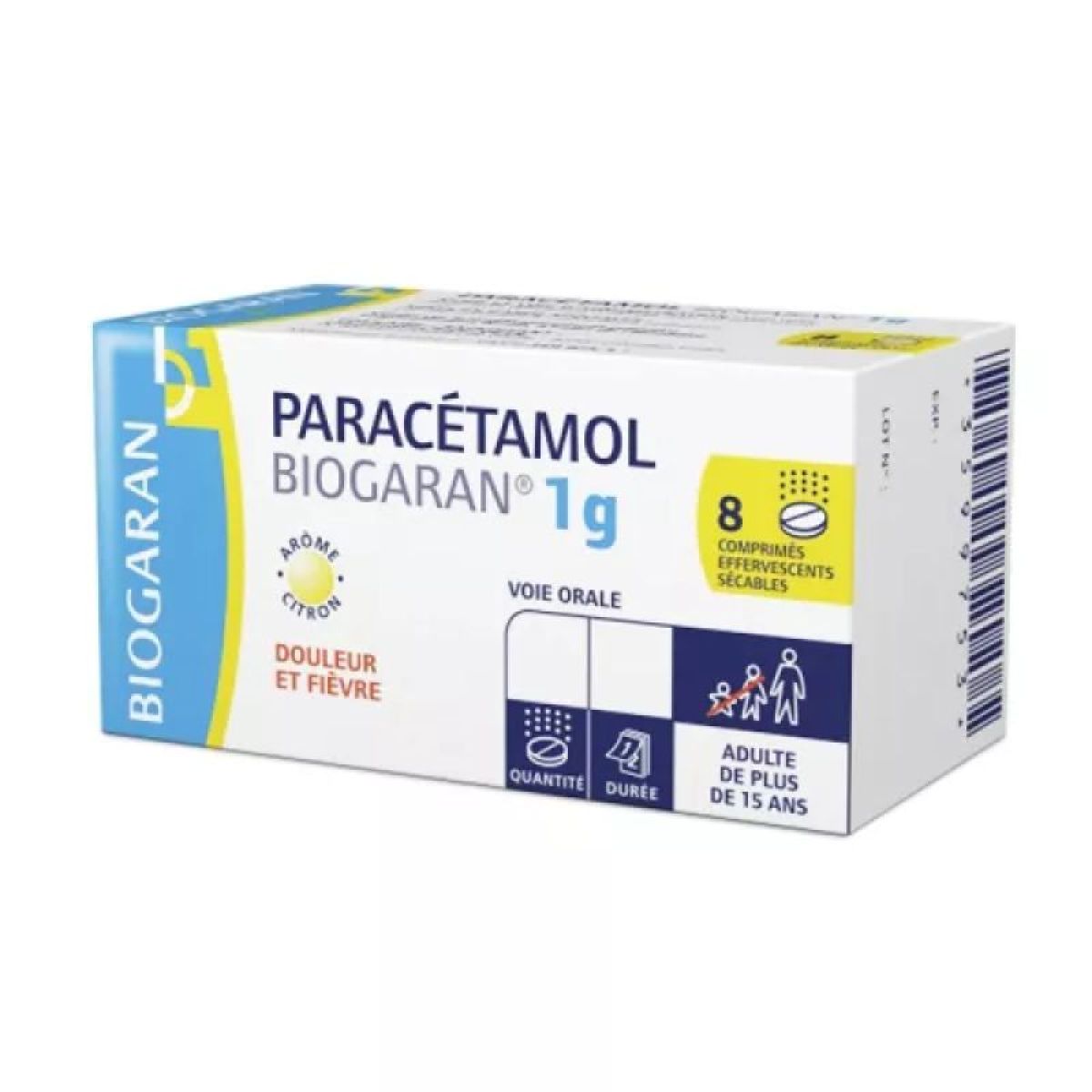 Paracétamol 1g Biogaran - Douleur et Fièvre, 8 Comprimés