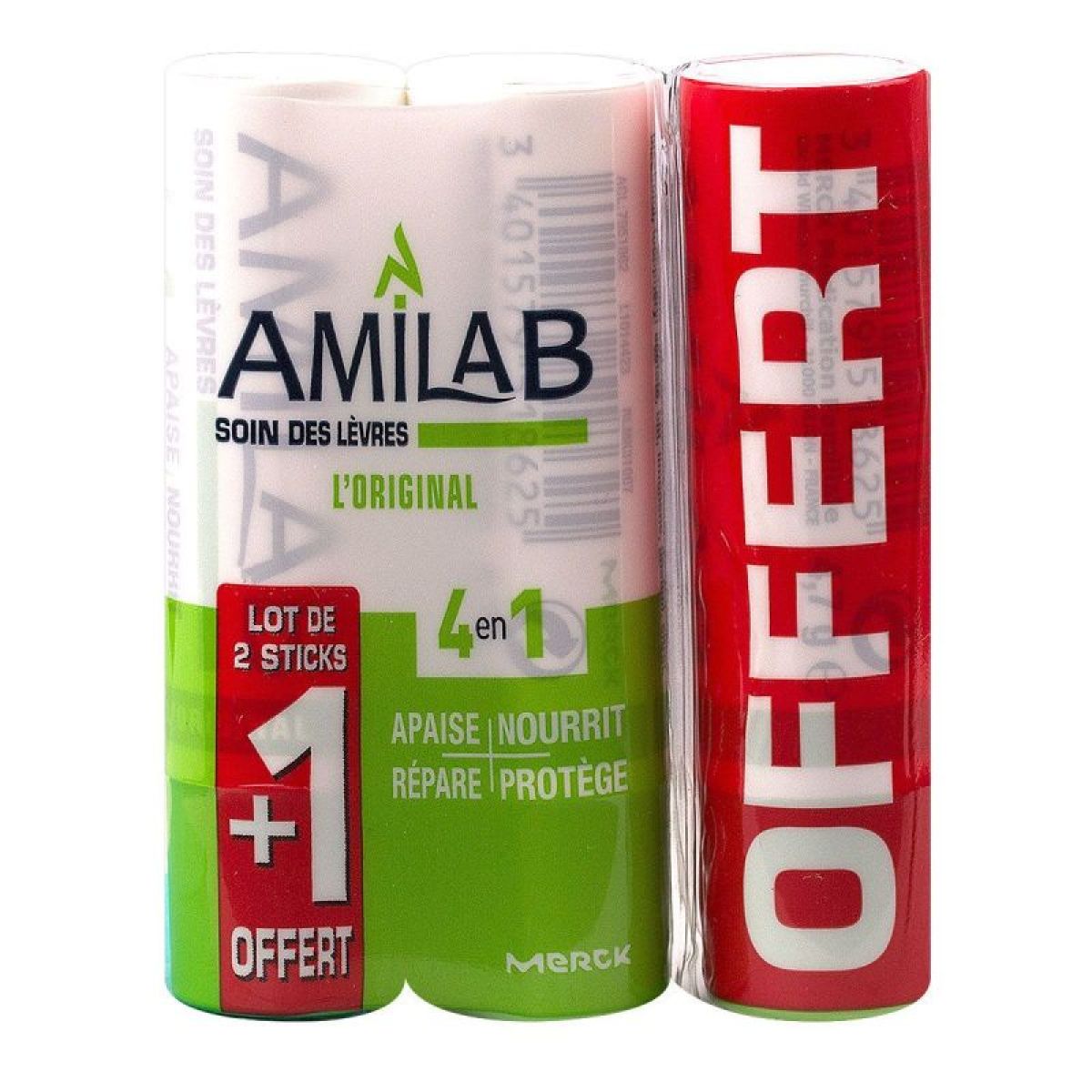 Amilab Stick Lèvres - Lot de 3, Soin Hydratant & Réparateur