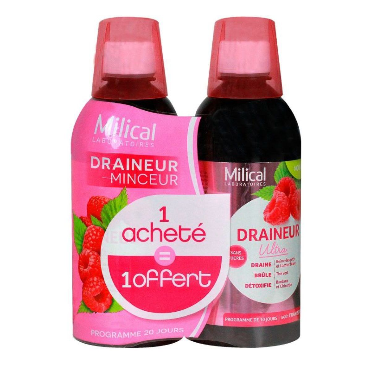 Milical Drain Ultra Framboise x2 - Draineur Détox et Minceur